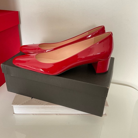 J. Crew | Shoes | J Crew Chilli Pepper Red Heels Block Heel Pump Size ...